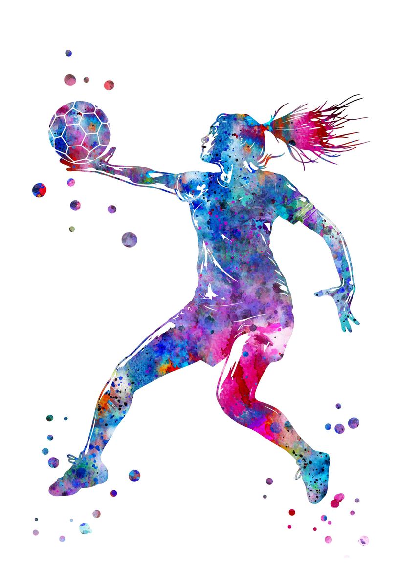'A Handball Player Girl ' Poster, picture, metal print, paint by ...