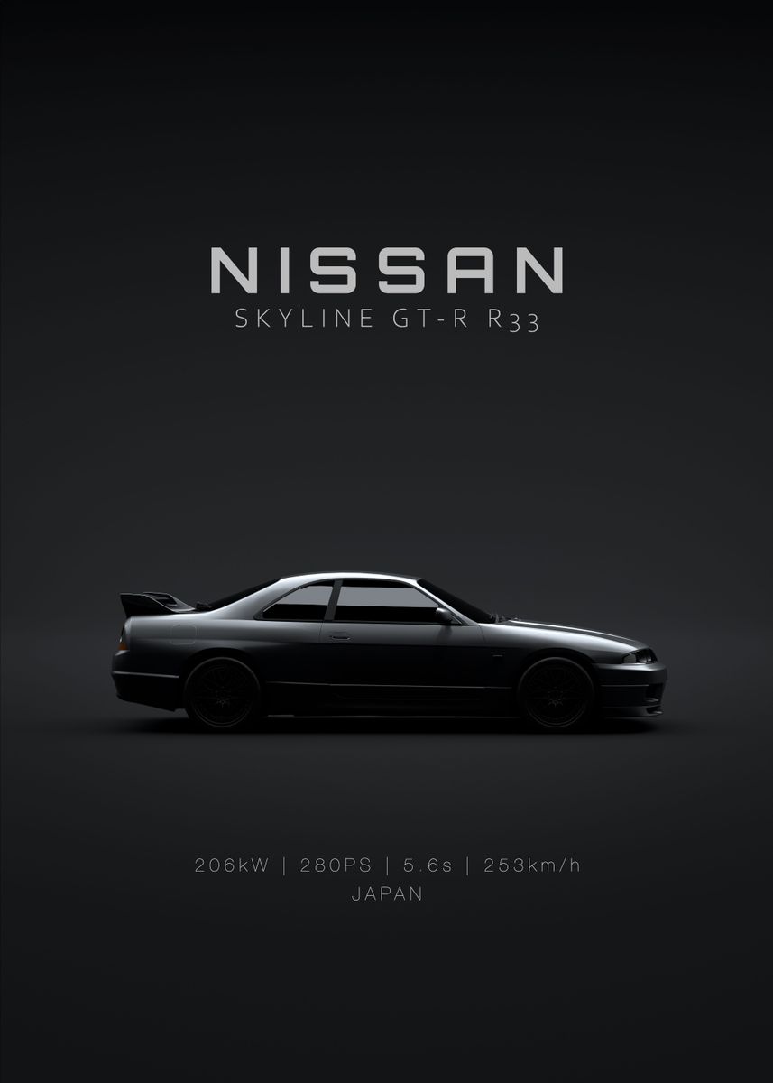 'Nissan Skyline GTR R33 ' Poster, picture, metal print, paint by 21 MXM ...