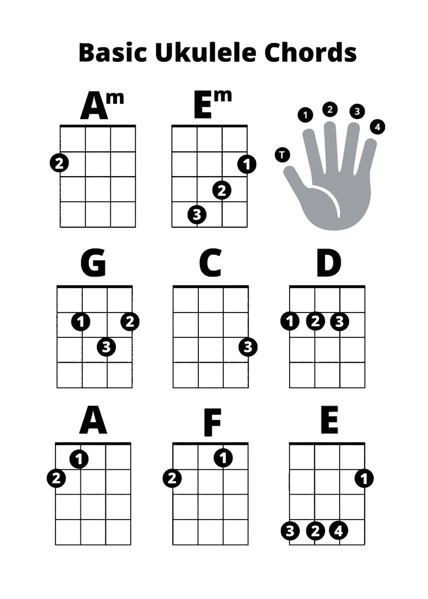 'Basic Ukulele Chords' Poster, picture, metal print, paint by BB ...
