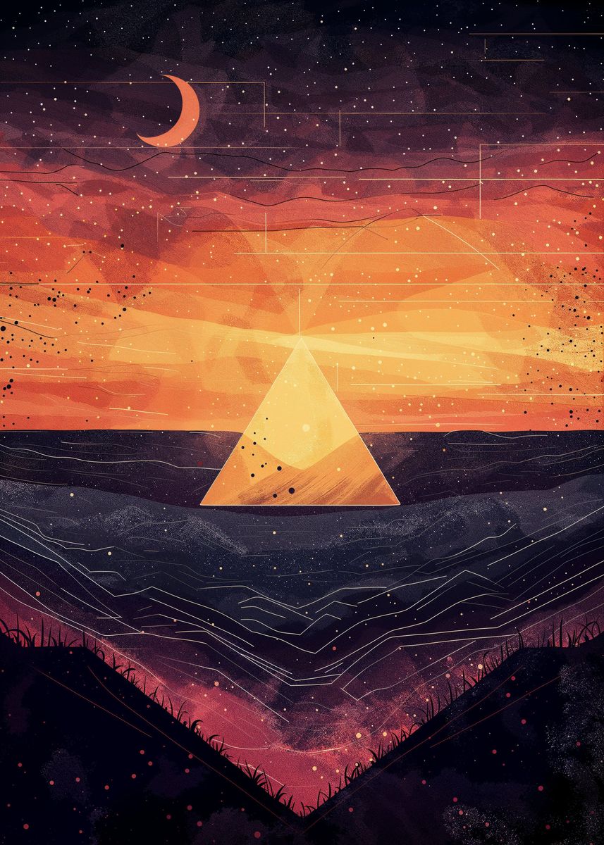 'Twilight Triangle' Poster, picture, metal print, paint by Katsu | Displate
