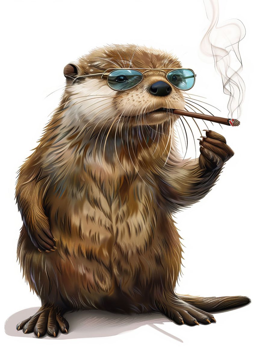 'Otter Cannanbis Smoking' Poster, picture, metal print, paint by ...