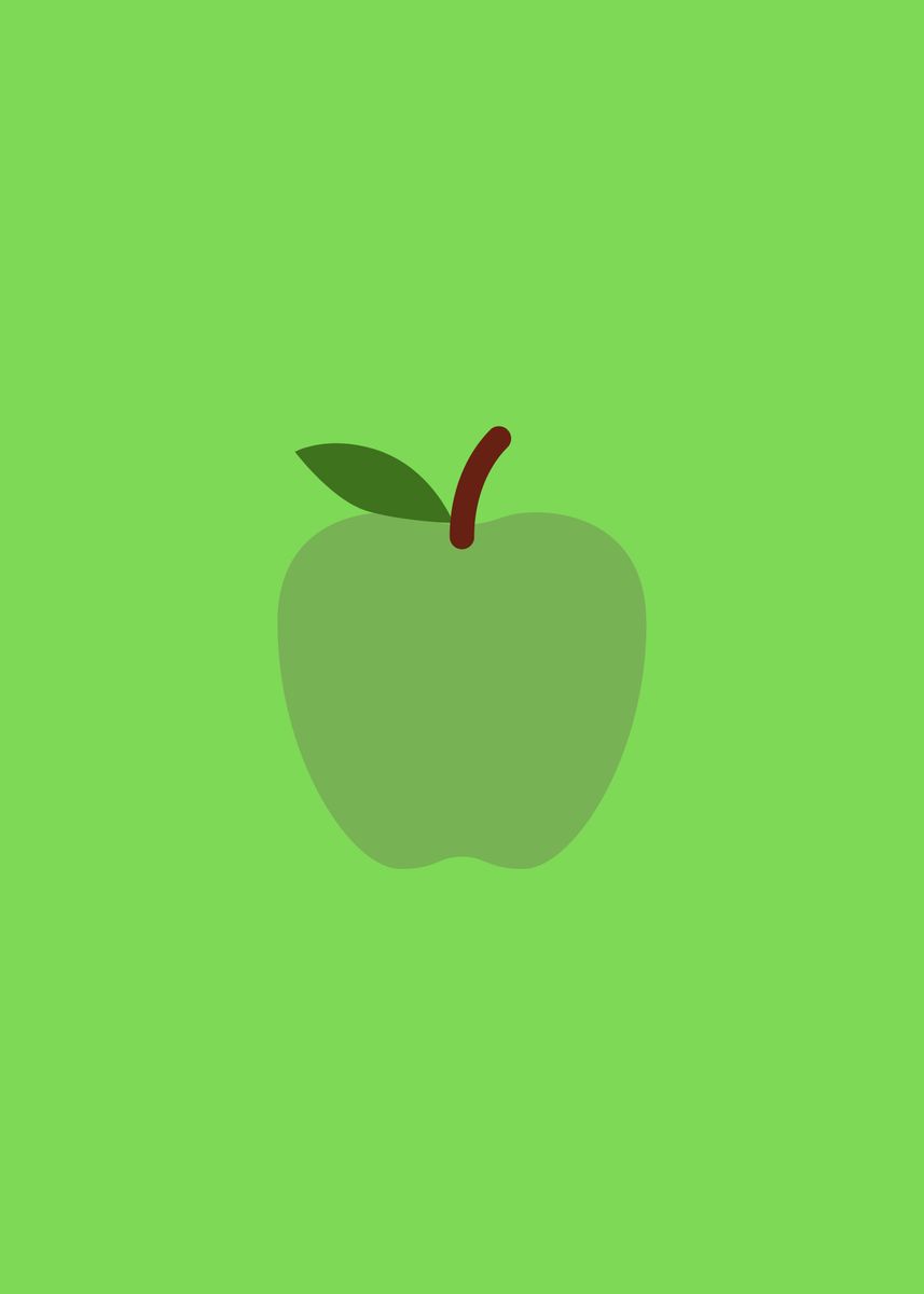 'Minimalist Green Apple' Poster, picture, metal print, paint by Mike B ...
