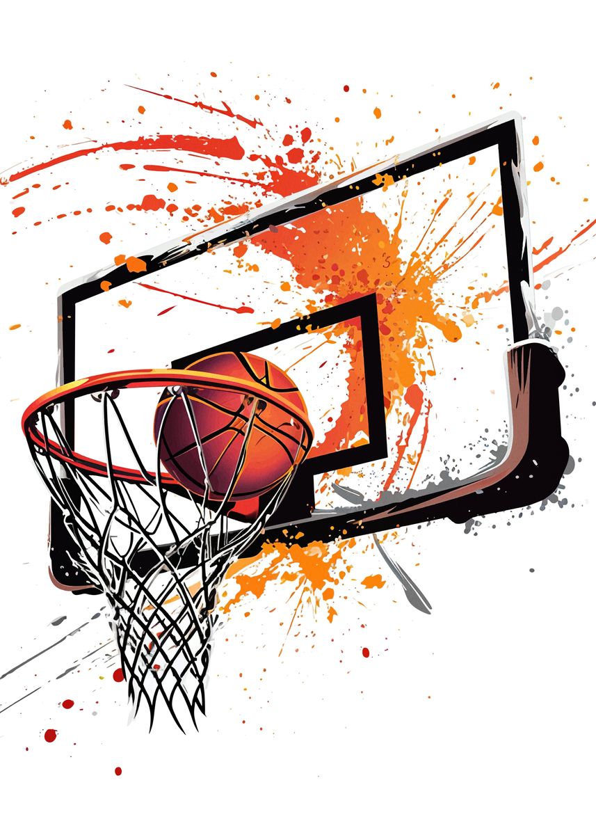 'Basketball Watercolor ' Poster, picture, metal print, paint by Raheem ...