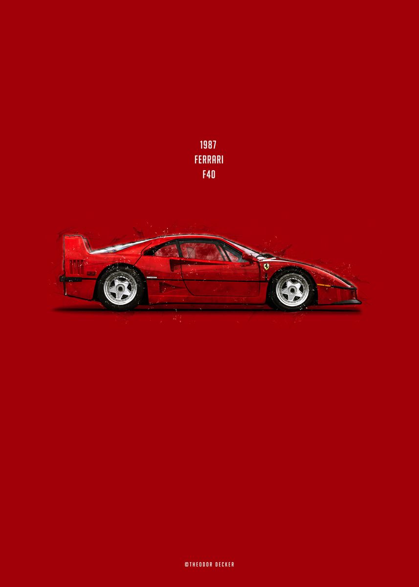 'Ferrari F40' Poster, picture, metal print, paint by Theo Decker | Displate