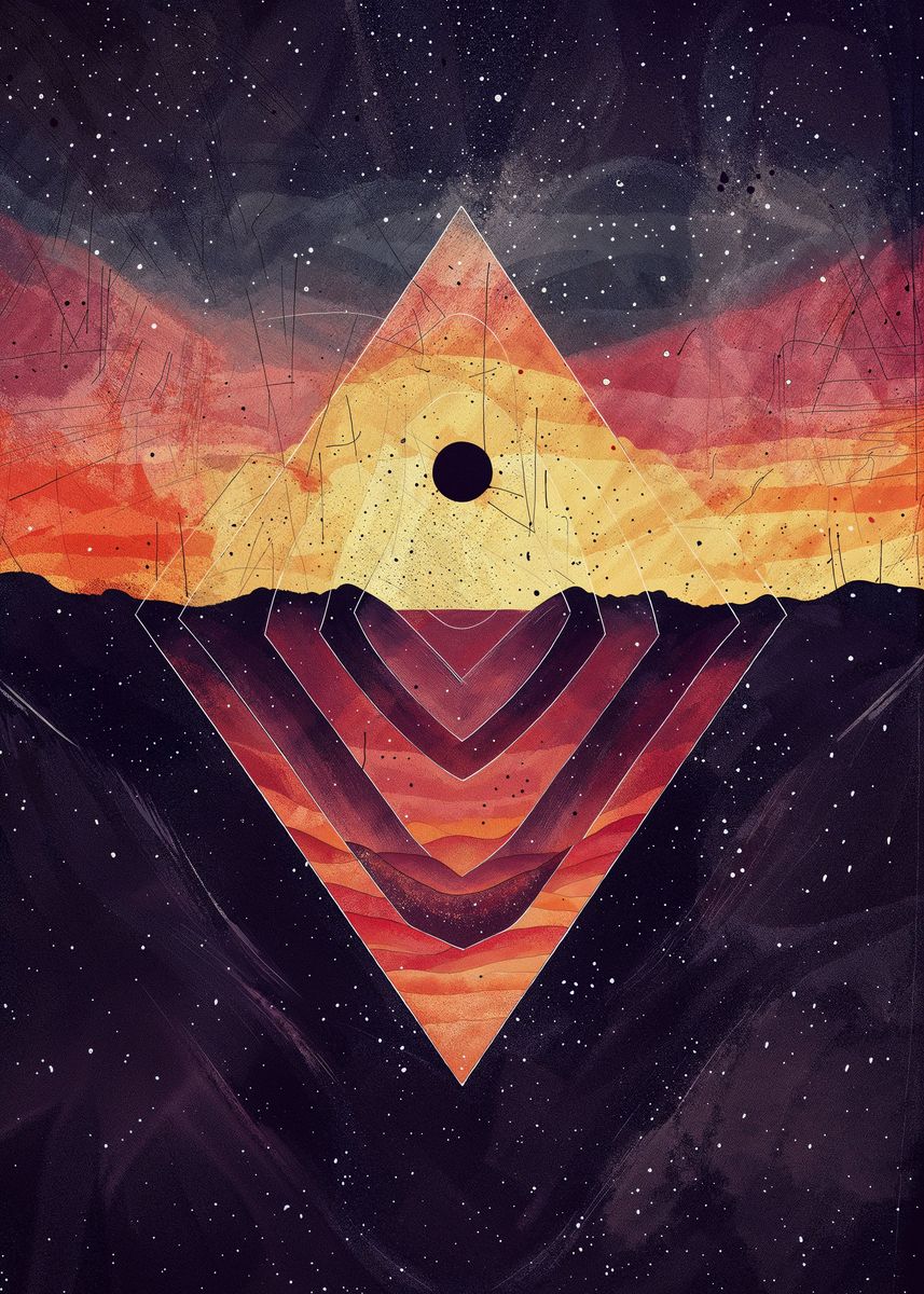 'Celestial Pyramid' Poster, picture, metal print, paint by Tomoo | Displate