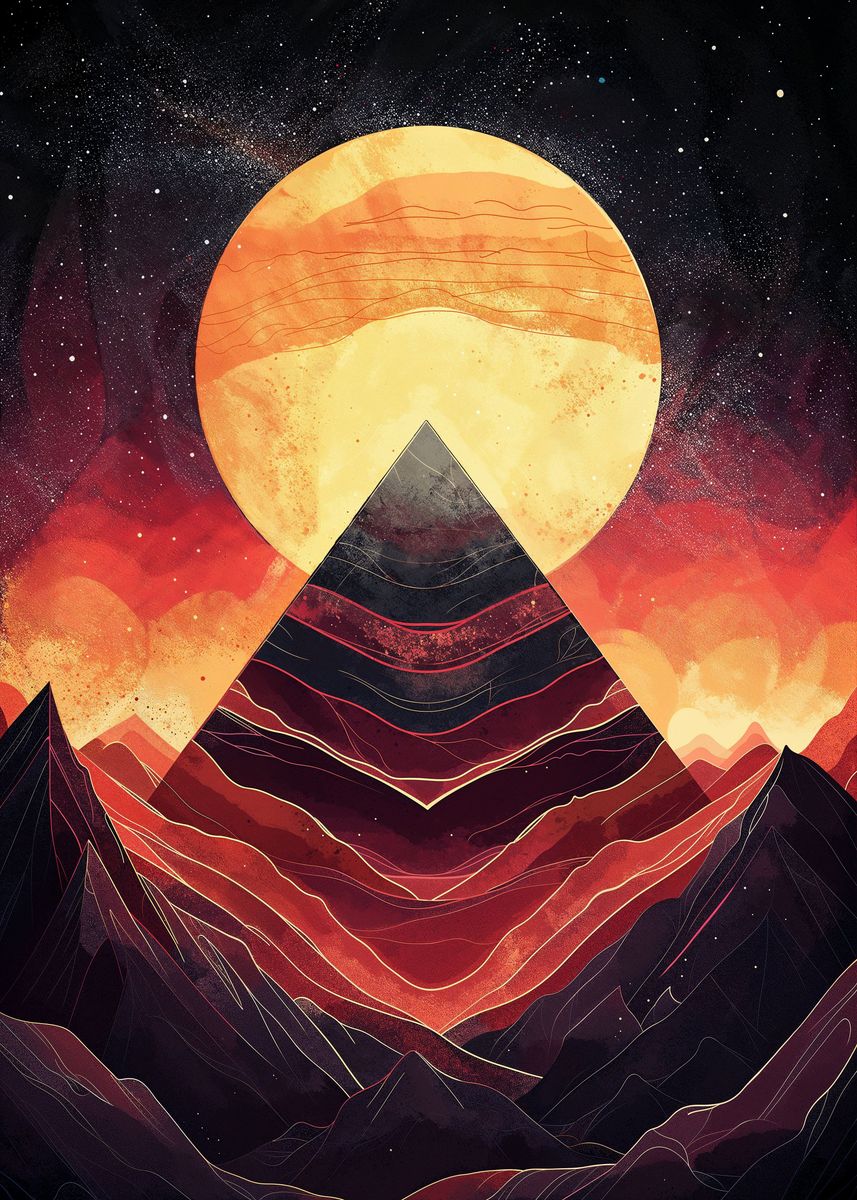 'Sunset Apex' Poster, picture, metal print, paint by Katsu | Displate