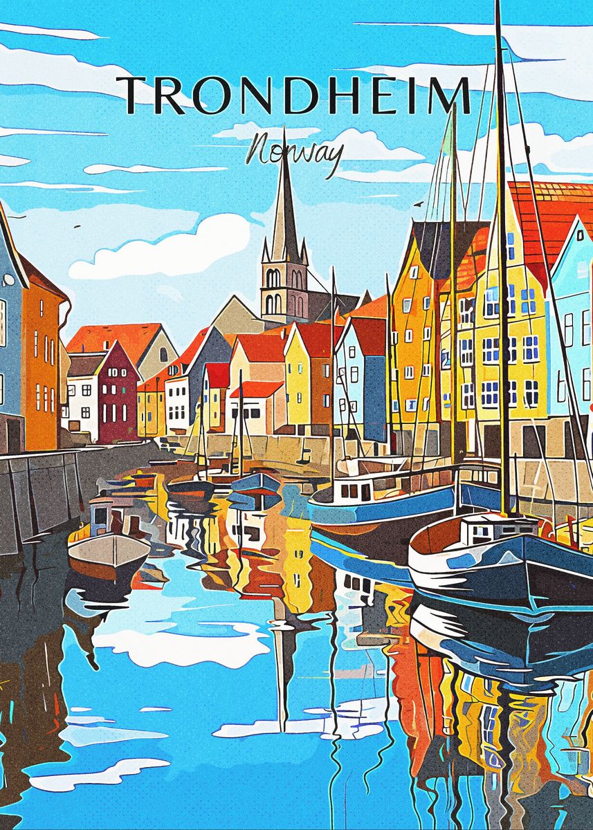'Norway Trondheim Travel' Poster, picture, metal print, paint by Le Thi ...