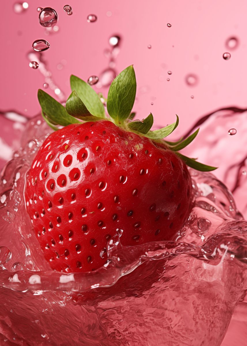 'Stawberry Slash Fruits' Poster, picture, metal print, paint by ...