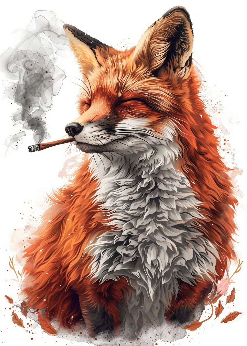 'Fox Cannanbis Smokinpg' Poster, picture, metal print, paint by Henning ...