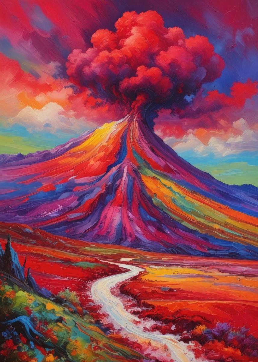 'Volcano Painting' Poster, picture, metal print, paint by Shaon Khalid ...