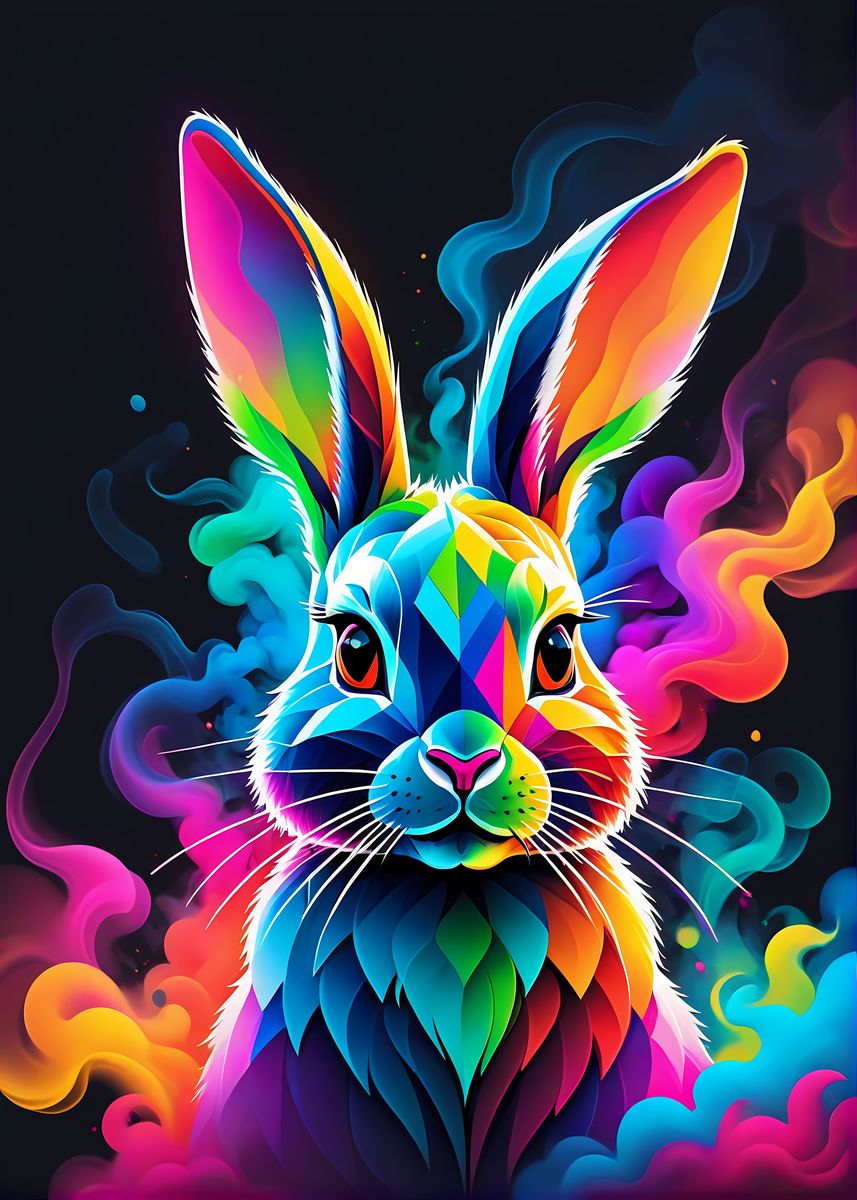 'Geometric Color Rabbit' Poster, picture, metal print, paint by ...