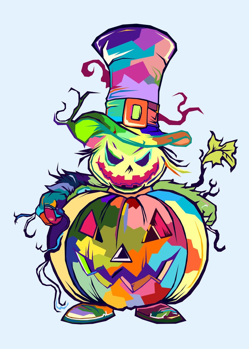 'Pumpkin halloween pop art' Poster, picture, metal print, paint by ...