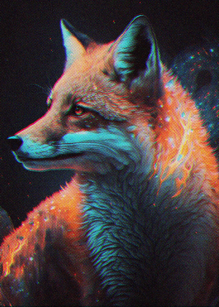 'Fox Abstract' Poster, picture, metal print, paint by Fanth | Displate