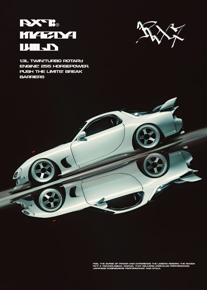 'Mazda RX7 Modern' Poster, picture, metal print, paint by Aliigal ...