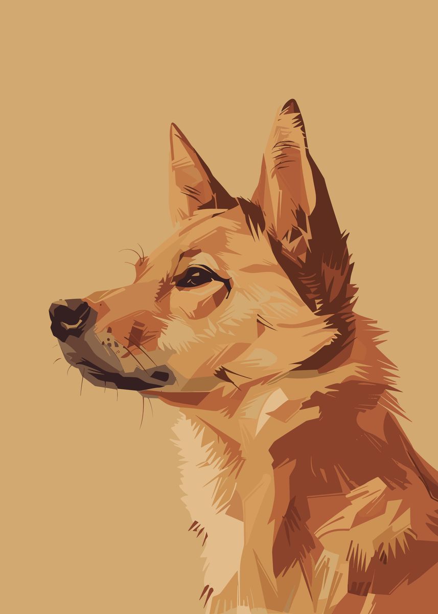 'Dog Retro Minimal ' Poster, picture, metal print, paint by SuperNova ...