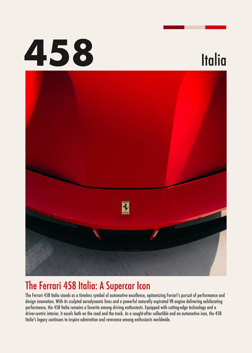 'Ferrari 458 Italia' Poster, picture, metal print, paint by Full ...
