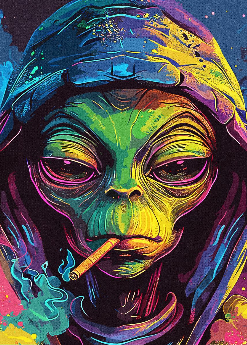 'Alien Smoke' Poster, picture, metal print, paint by Ammar Zain | Displate