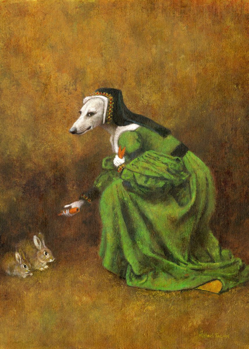 'Tudor Whippet With Rabbits' Poster, picture, metal print, paint by ...