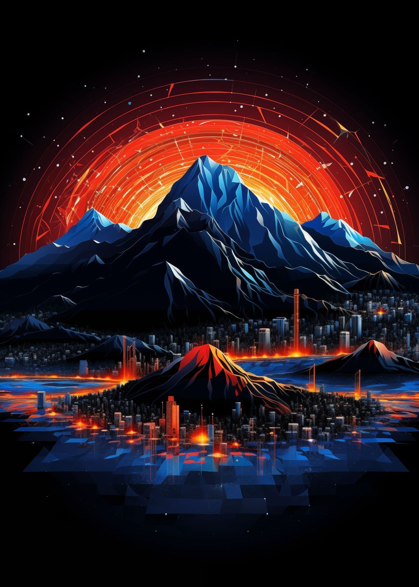 'Tron Landscape' Poster, picture, metal print, paint by Dario Berardi ...