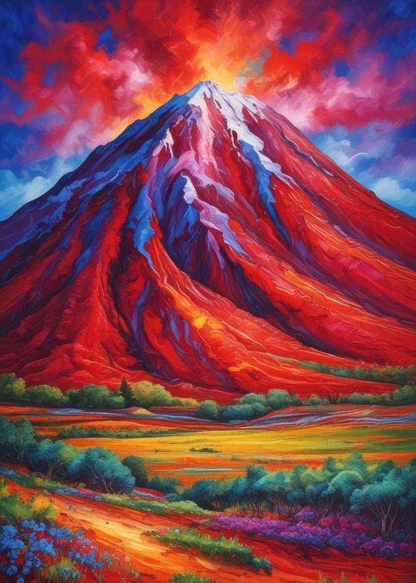 'Volcano Painting' Poster, picture, metal print, paint by Shaon Khalid ...