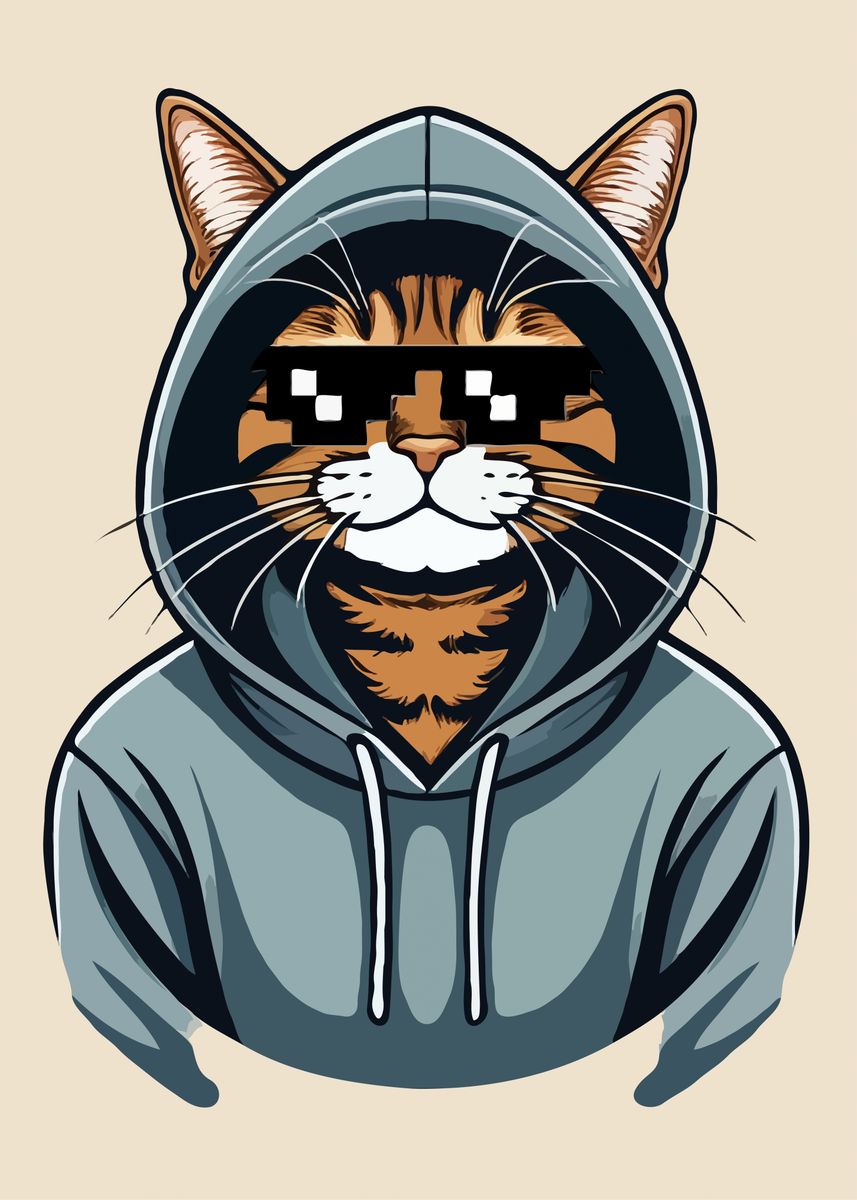 'Manly Cat' Poster, picture, metal print, paint by Creatives Sam | Displate