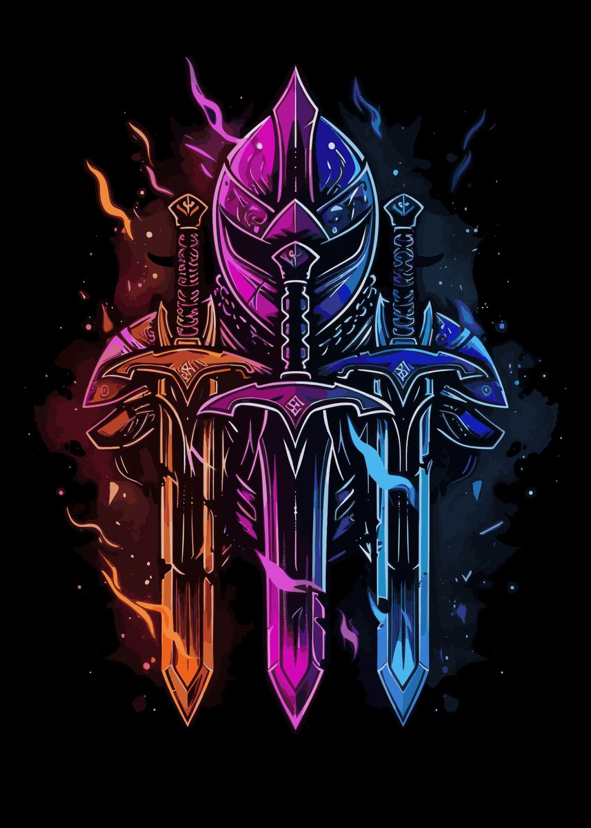 'Neon Medieval Banner' Poster, picture, metal print, paint by Stefan ...