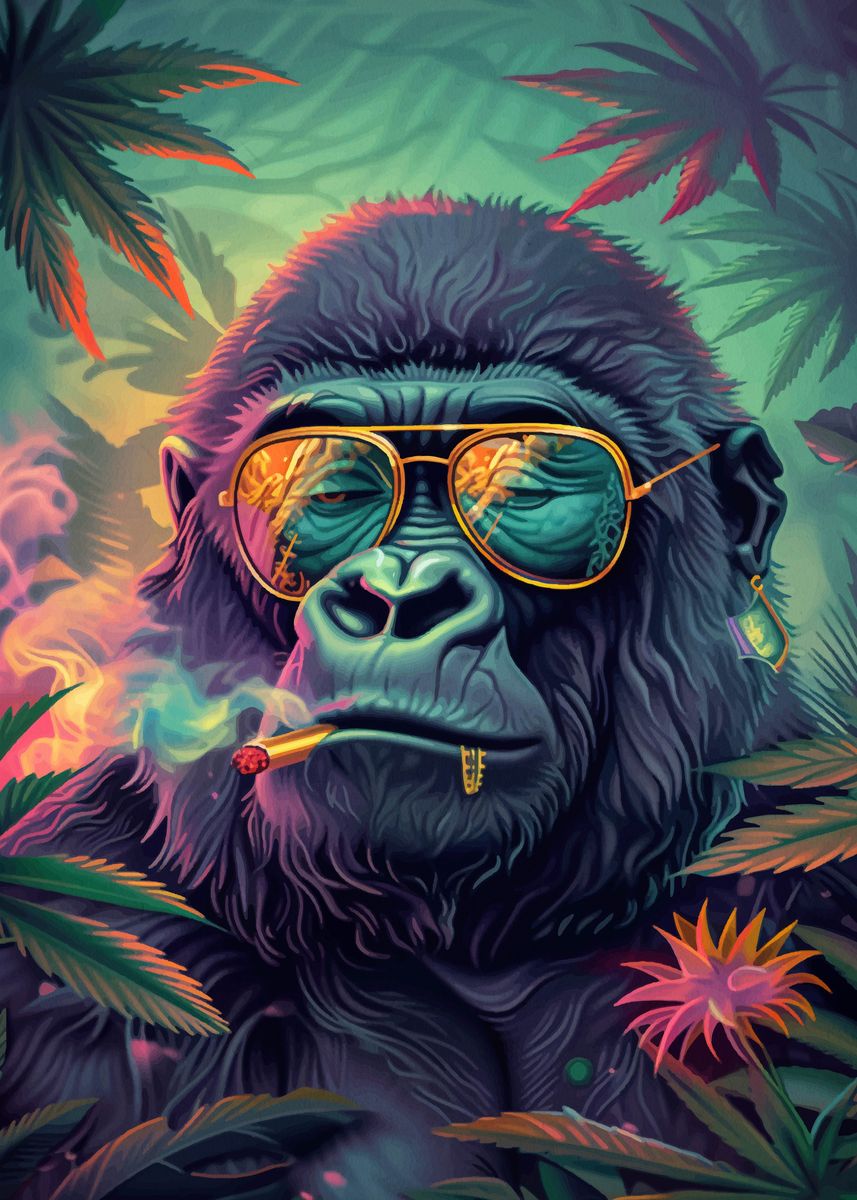 'Marijuana Monkey' Poster, picture, metal print, paint by Atlas Mcguire ...
