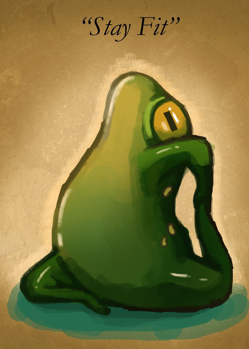 'stay fit frog ' Poster, picture, metal print, paint by wine age | Displate