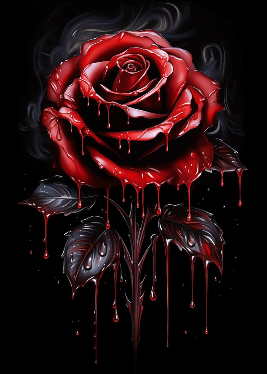 'Red Rose' Poster, picture, metal print, paint by Aidan Pena | Displate