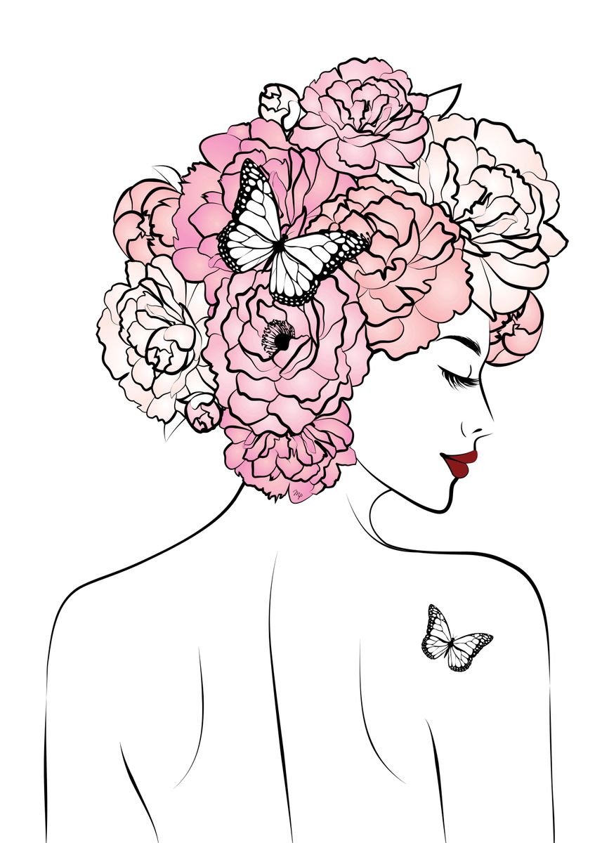 'Flower Head Lady Three' Poster, picture, metal print, paint by Martina ...