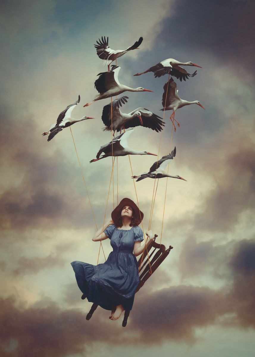 'Airborne' Poster, picture, metal print, paint by Sarah Burge | Displate