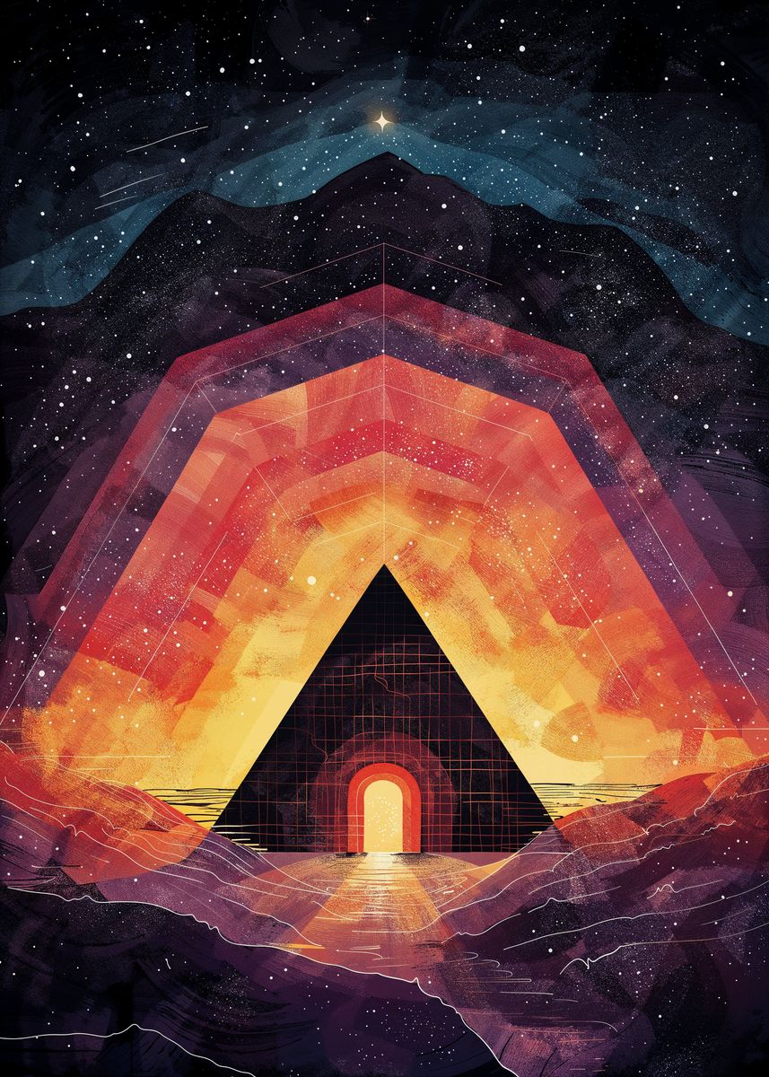 'Mystic Pyramid' Poster, picture, metal print, paint by Katsu | Displate