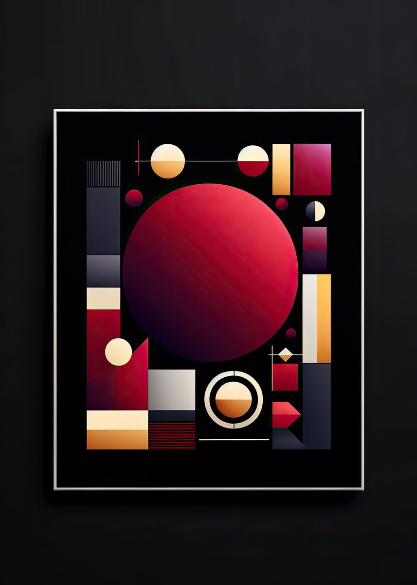 'Burgundy Sphere Compositio' Poster, picture, metal print, paint by Markus von Rauenfeld | Displate