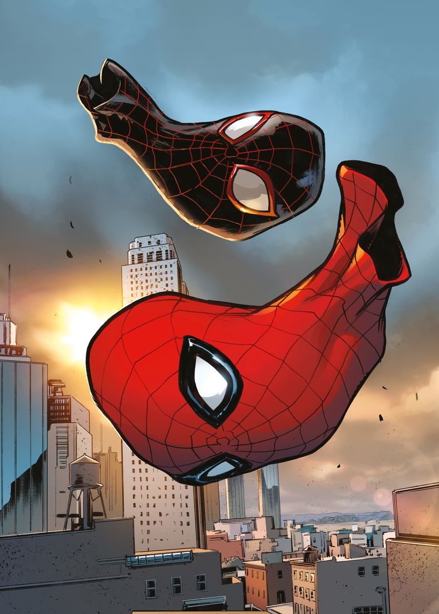 'Miles and Peter Masks' Poster, picture, metal print, paint by Marvel ...