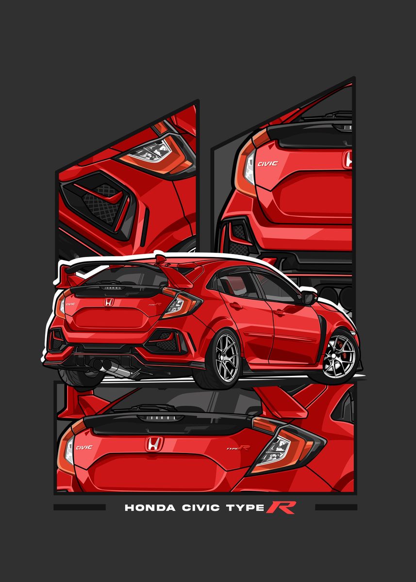 'honda civic type r red' Poster, picture, metal print, paint by capture ...