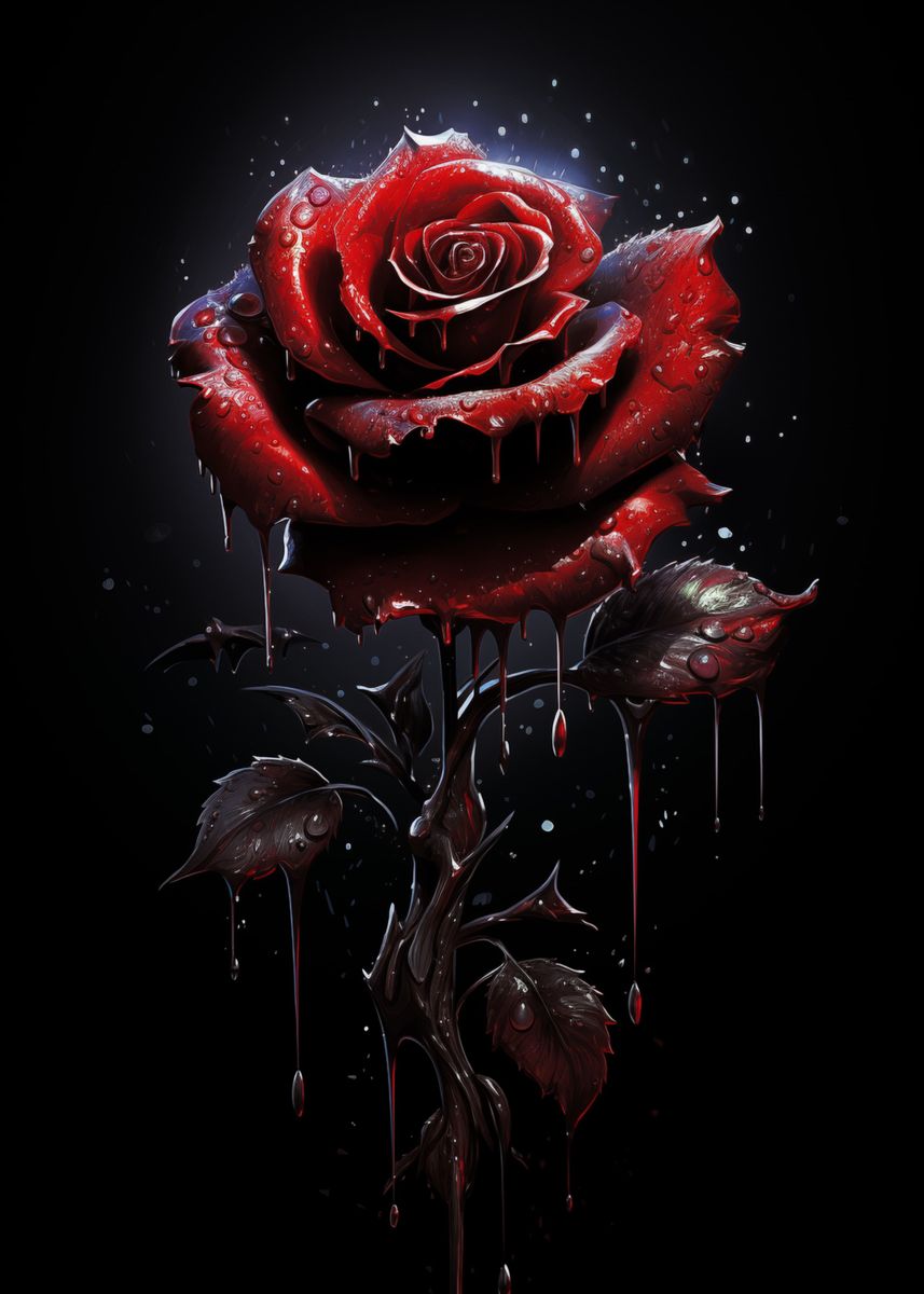 'Red Rose' Poster, picture, metal print, paint by Aidan Pena | Displate