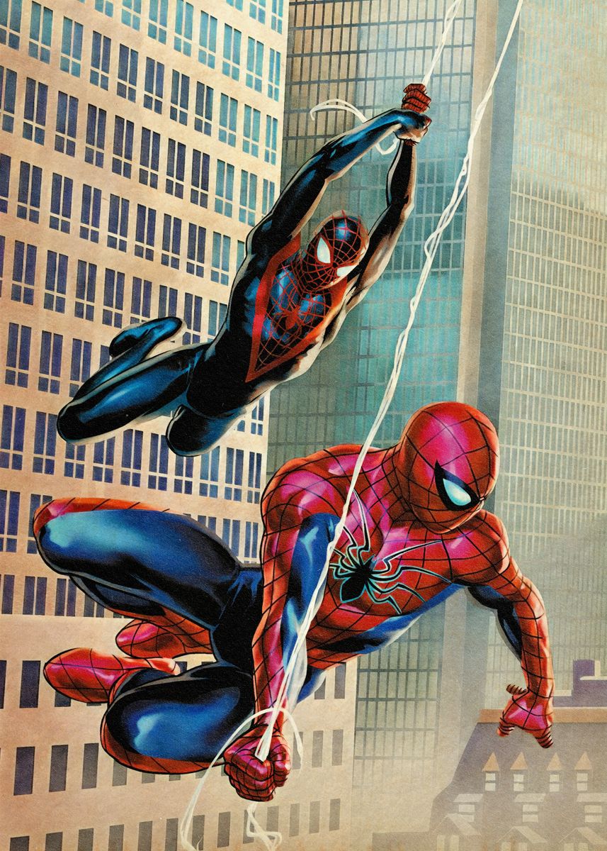 'Miles and Peter Swing' Poster, picture, metal print, paint by Marvel ...