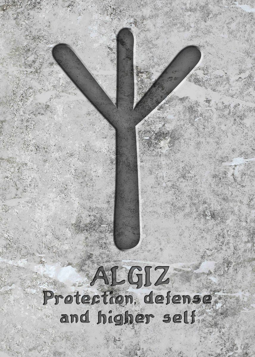 'Algiz Rune Symbol' Poster, picture, metal print, paint by ...