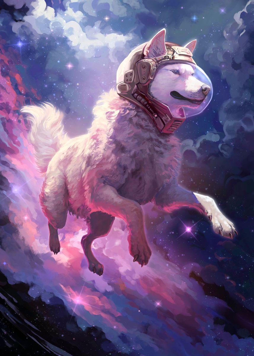 'Purple Space Dog' Poster, picture, metal print, paint by Louise Goalby ...