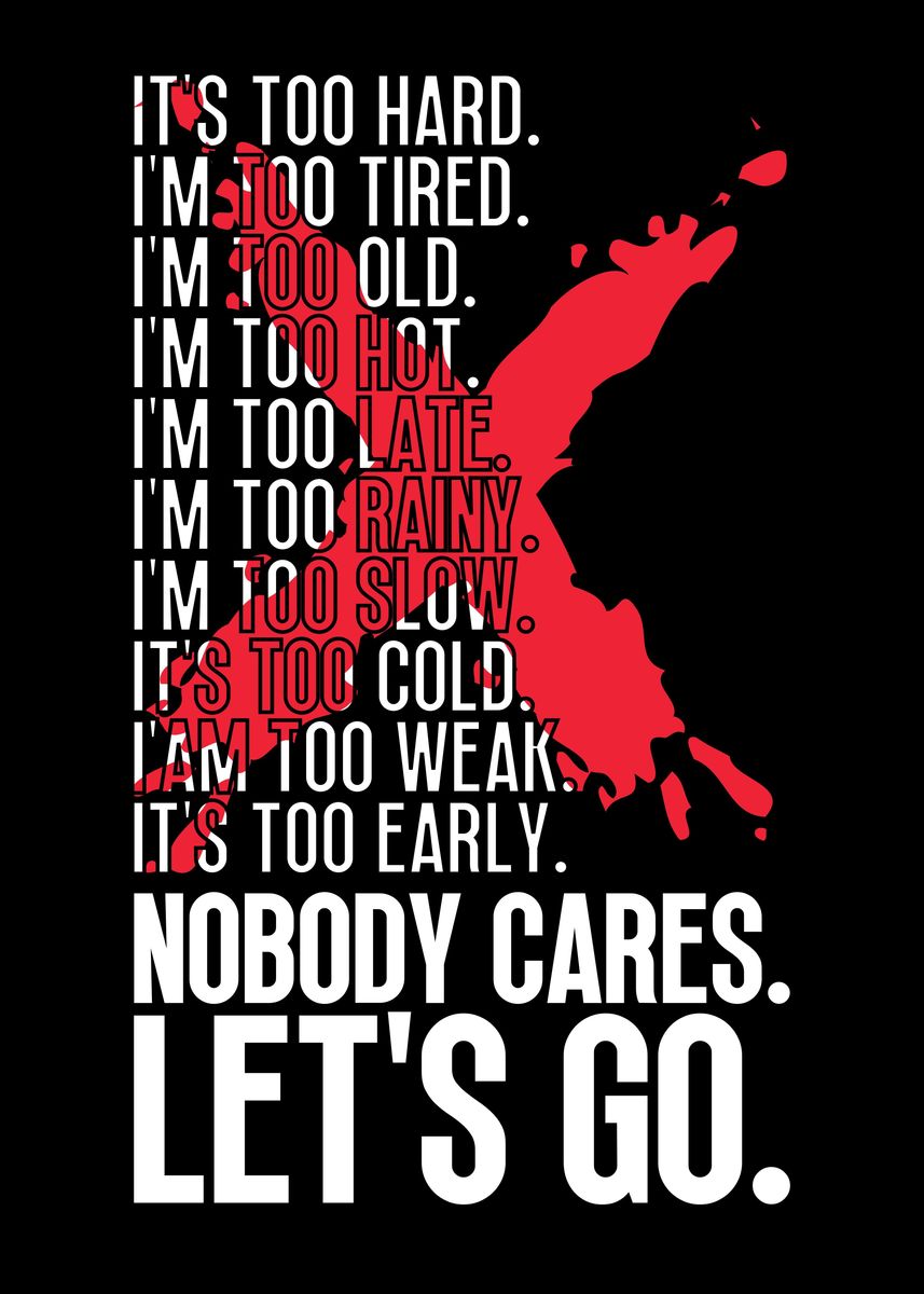 'Nobody Cares' Poster, picture, metal print, paint by Wezt Studio ...