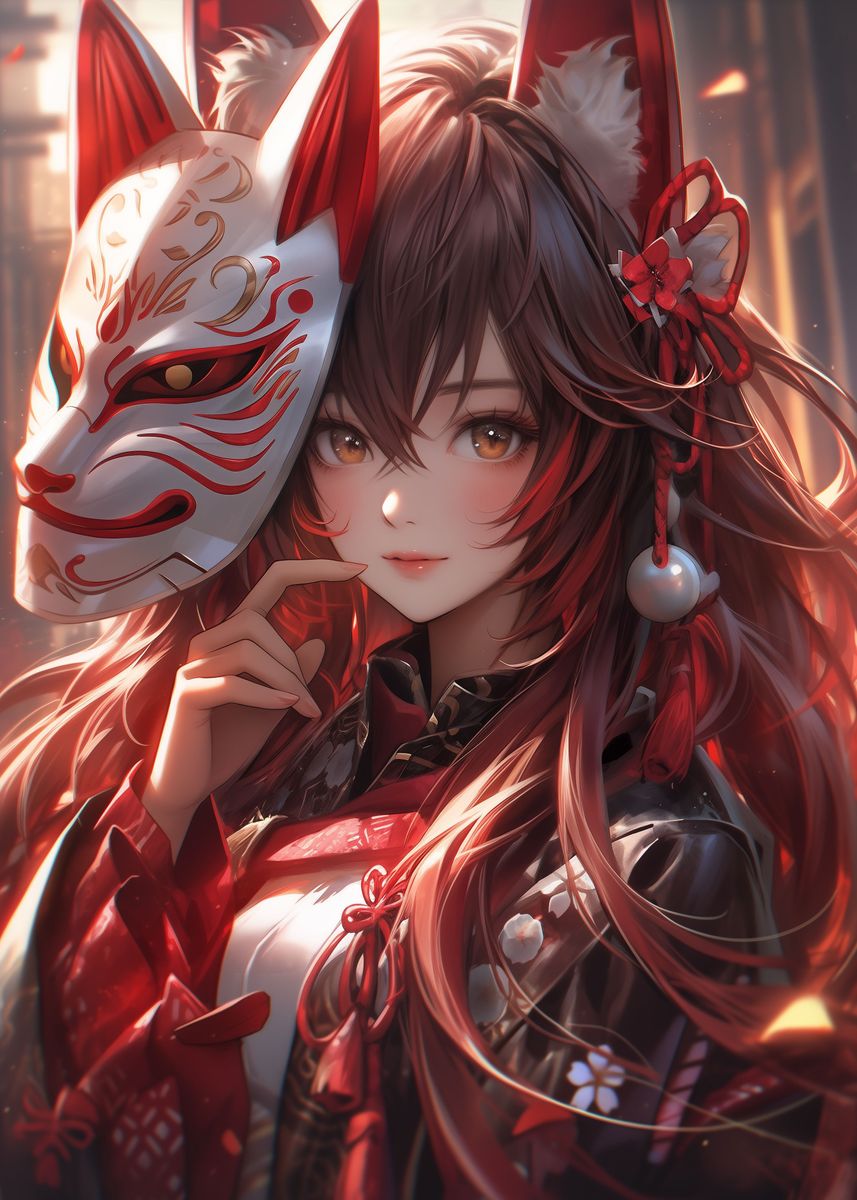 'Kitsune Samurai Girl' Poster, picture, metal print, paint by ...