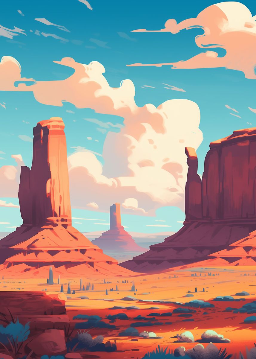 'Simple Natural Landscape' Poster, picture, metal print, paint by David ...