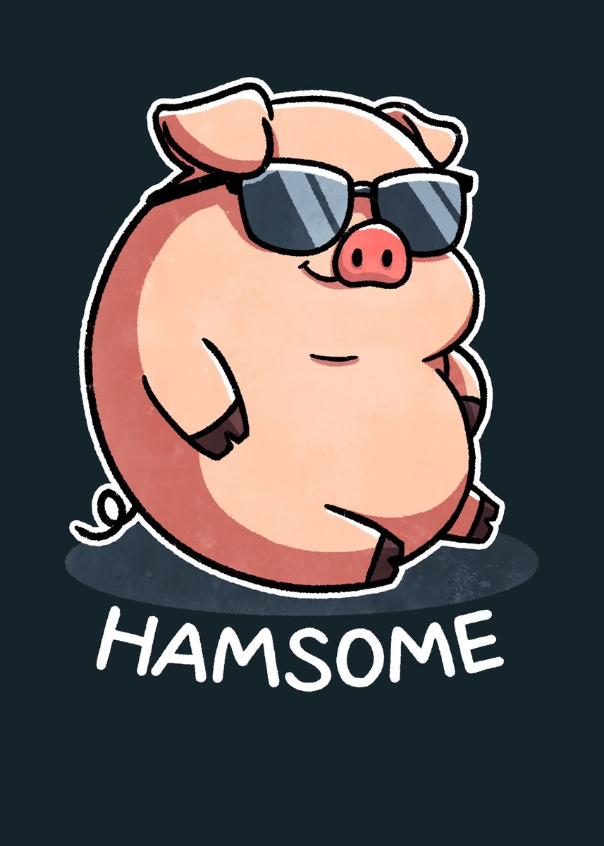 'Handsome Pig ' Poster, picture, metal print, paint by Fanfreak | Displate