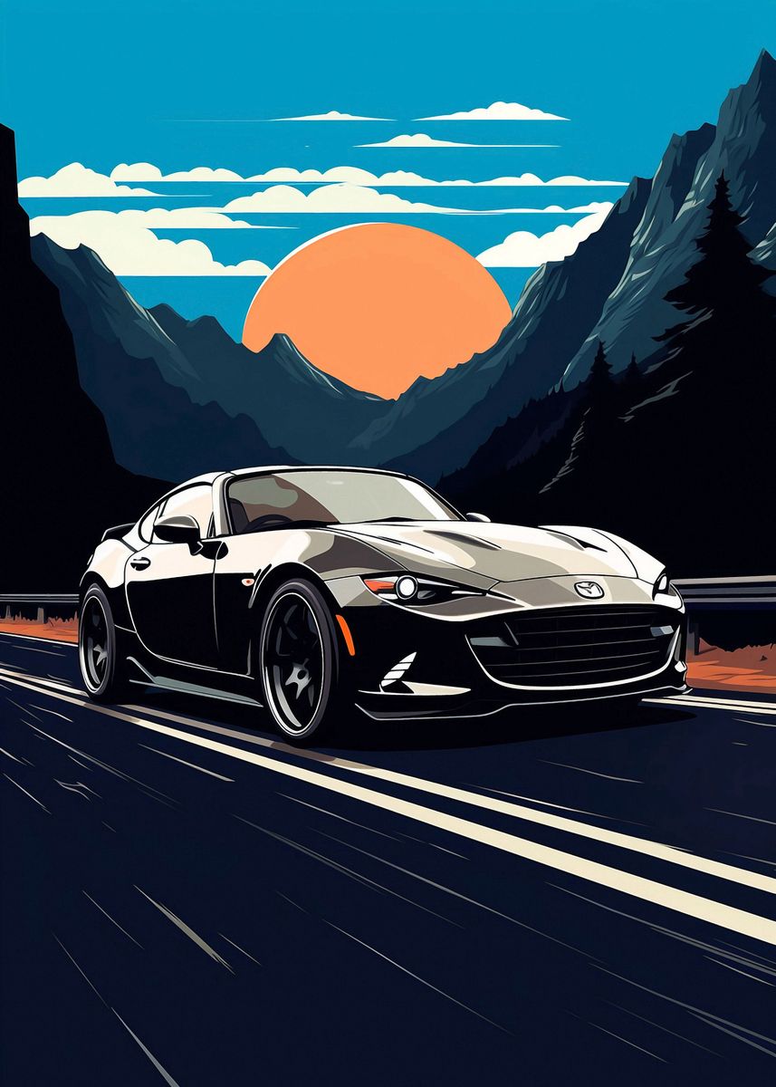 'Mazda MX5 RF' Poster, picture, metal print, paint by Zaina Stokes ...