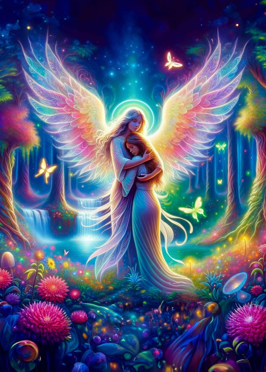 'Angel Hug' Poster, picture, metal print, paint by SpiritoftheRainbow ...