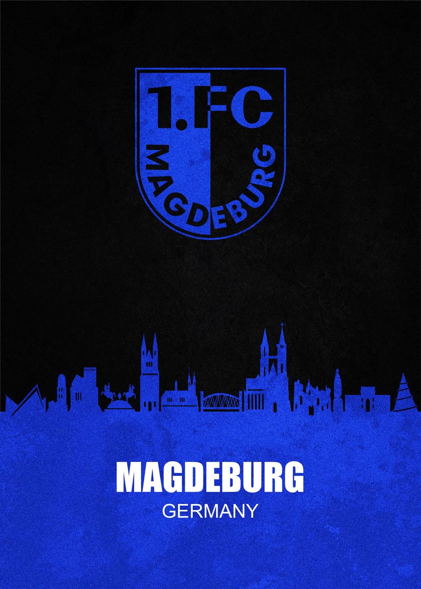 'FC Magdeburg Skyline' Poster, picture, metal print, paint by Katty ...