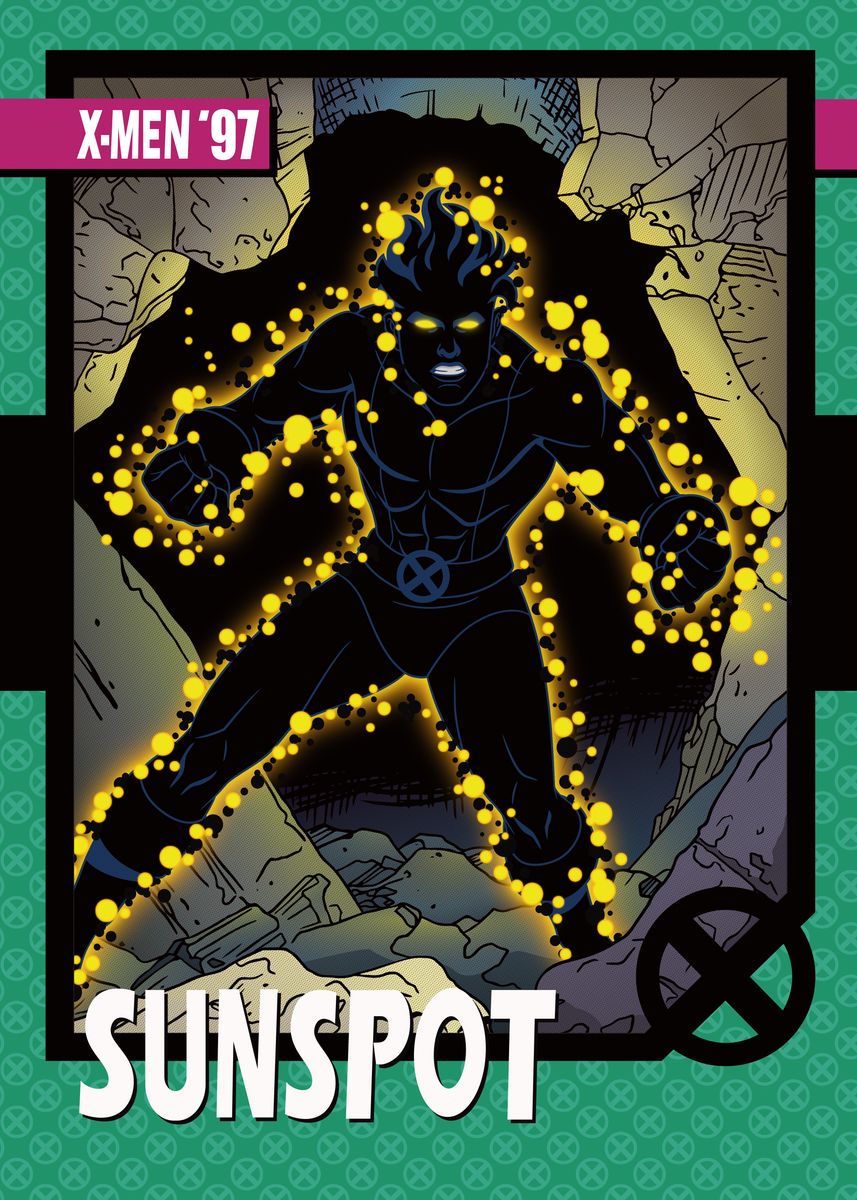 'Sunspot 97 Trading Card' Poster, picture, metal print, paint by Marvel | Displate