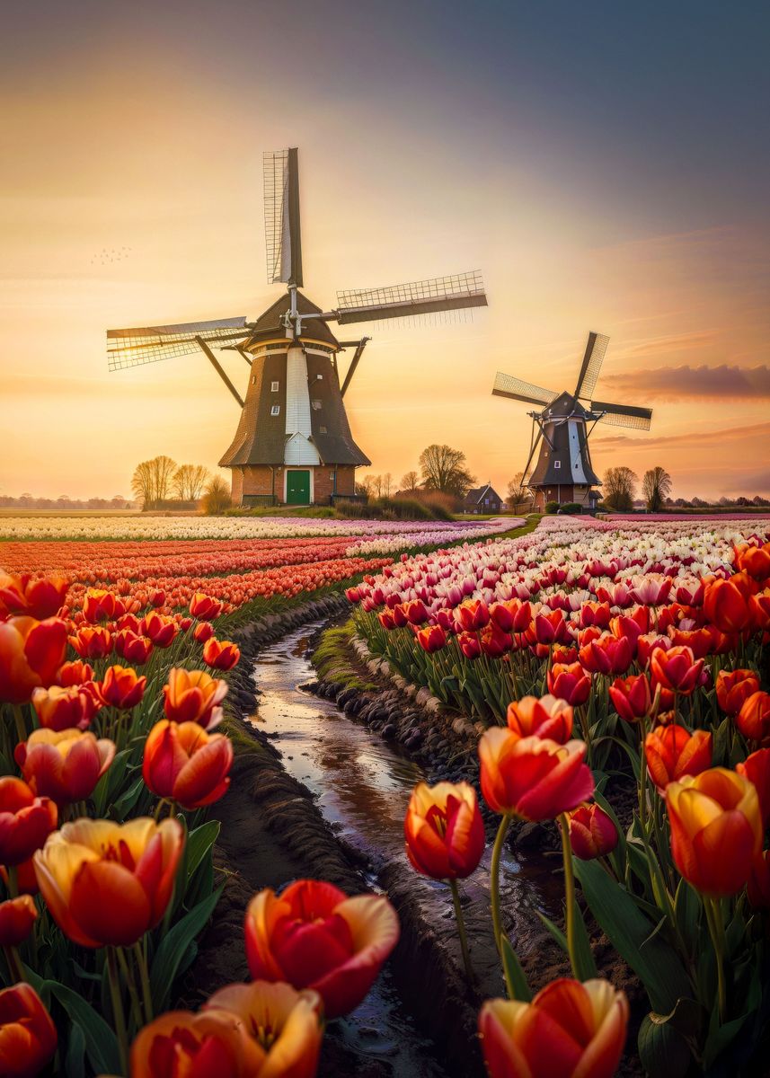 'Windmill Symphony' Poster, picture, metal print, paint by Bruno Macedo ...