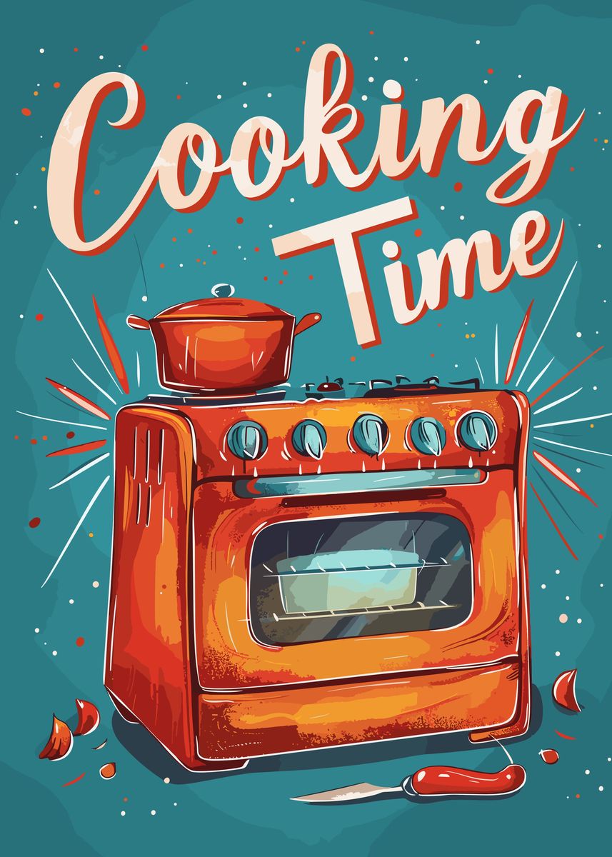 'Cooking Time Illustration' Poster, picture, metal print, paint by Maël ...