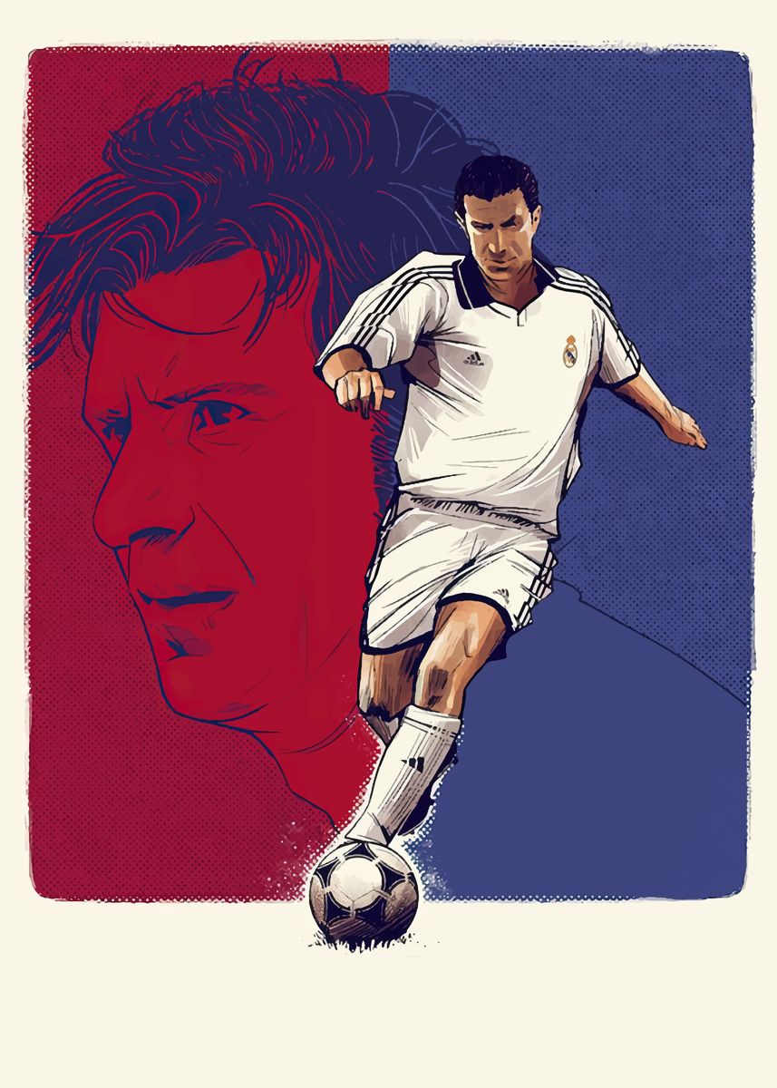 'Luis Figo' Poster, picture, metal print, paint by Bernard Duke | Displate